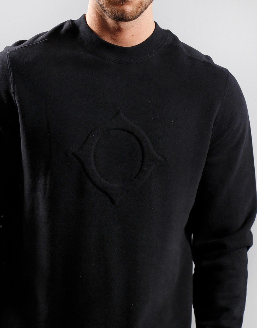MA.Strum Embossed Crew Sweat Jet Black - Terraces Menswear