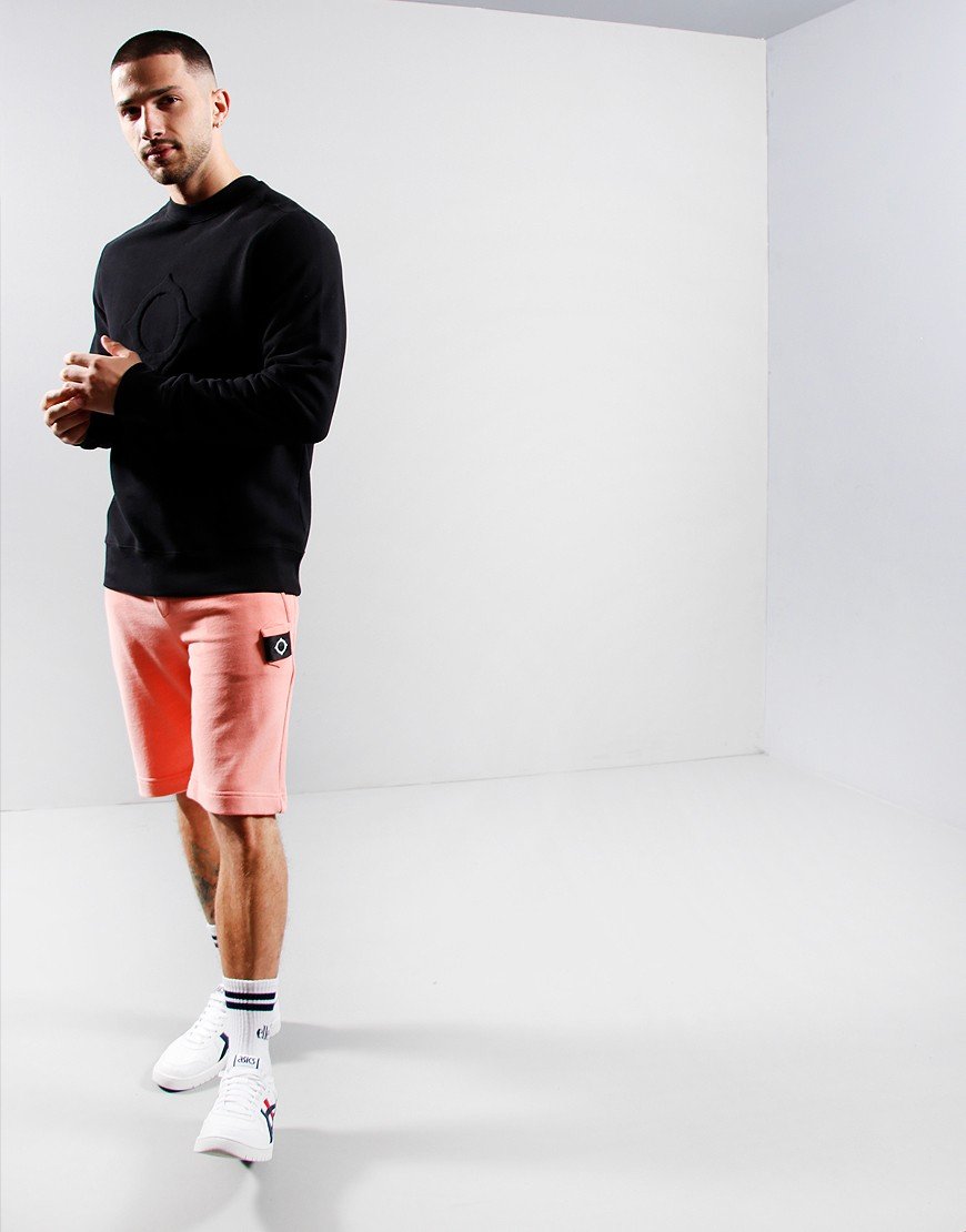 MA.Strum Embossed Crew Sweat Jet Black - Terraces Menswear