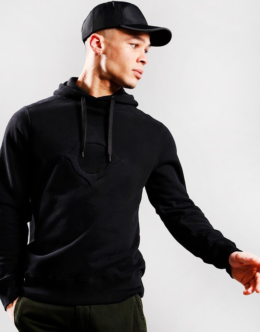 MA.Strum Embossed Compass Overhead Sweat Jet Black - Terraces Menswear