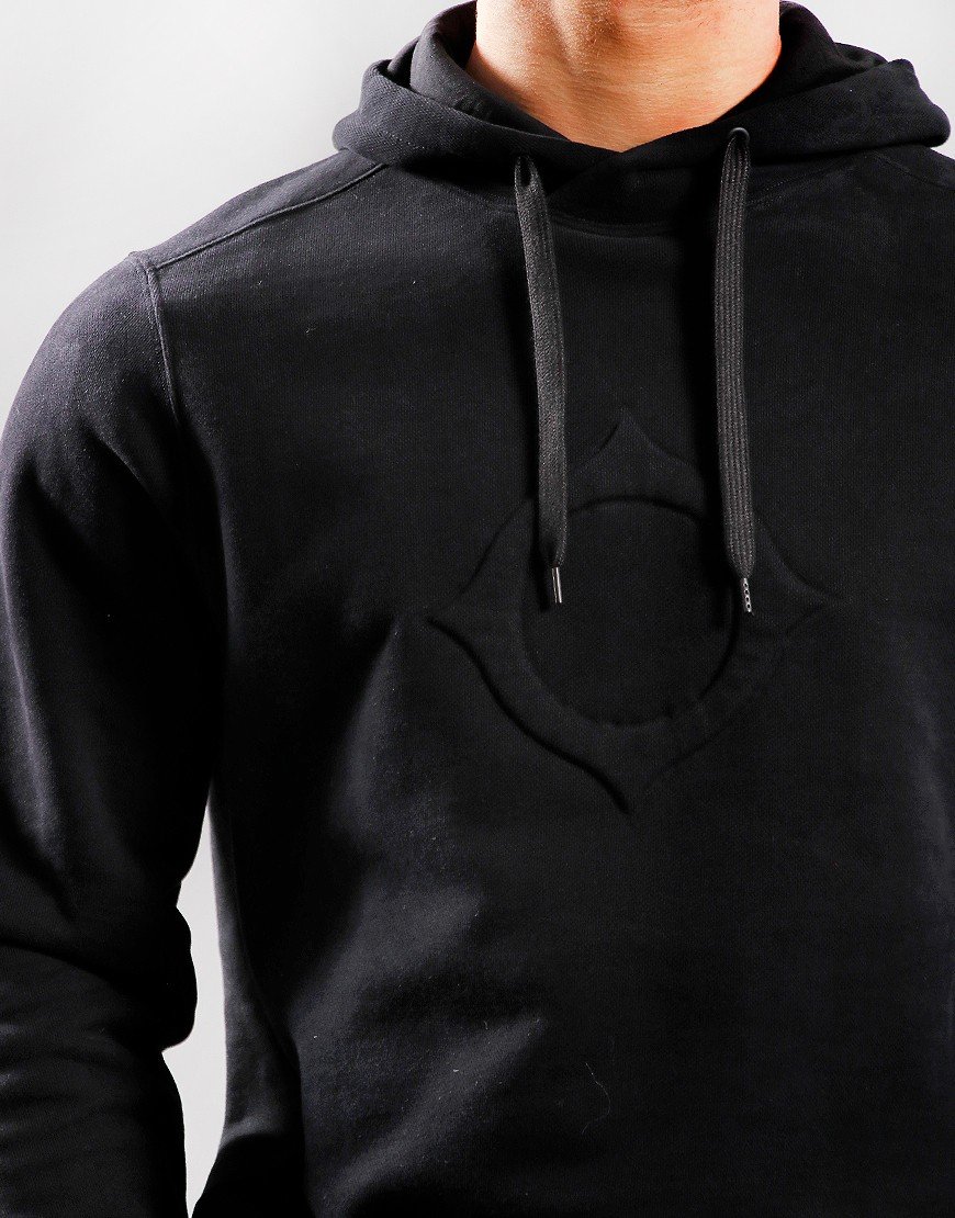 MA.Strum Embossed Compass Overhead Sweat Jet Black - Terraces Menswear