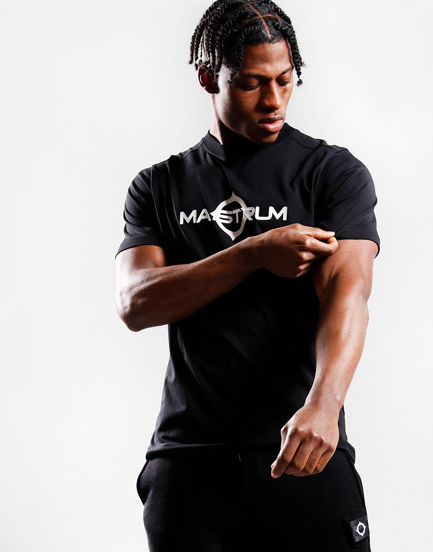 MA.Strum Short Sleeve Logo T-Shirt Black - Terraces Menswear
