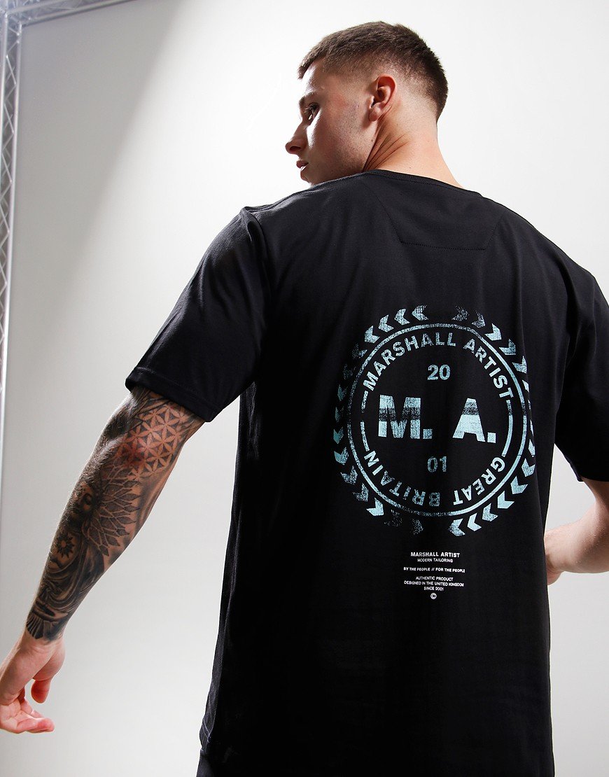 Marshall Artist Distressed Logo T-Shirt Black - Terraces Menswear