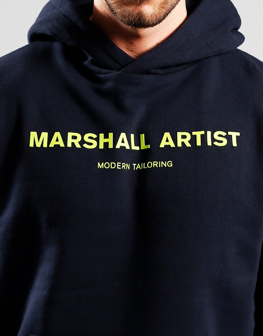Marshall Artist Large Logo Hoodie Navy - Terraces Menswear