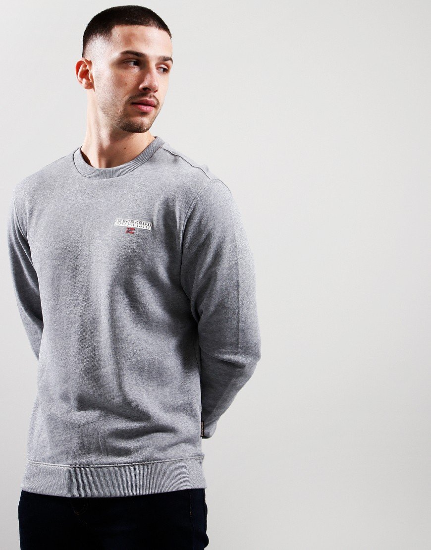 Napapijri B-Ice Crew Sweat 1 Medium Grey Melange - Terraces Menswear
