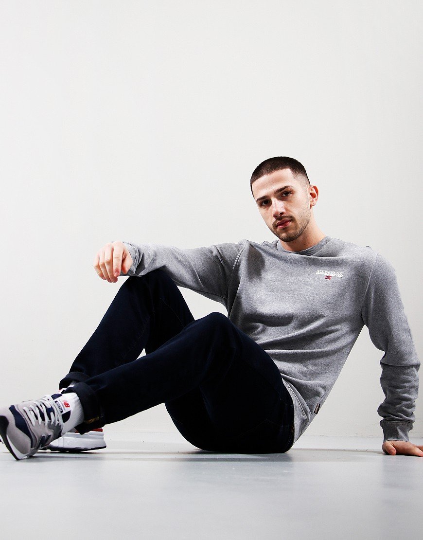Napapijri B-Ice Crew Sweat 1 Medium Grey Melange - Terraces Menswear