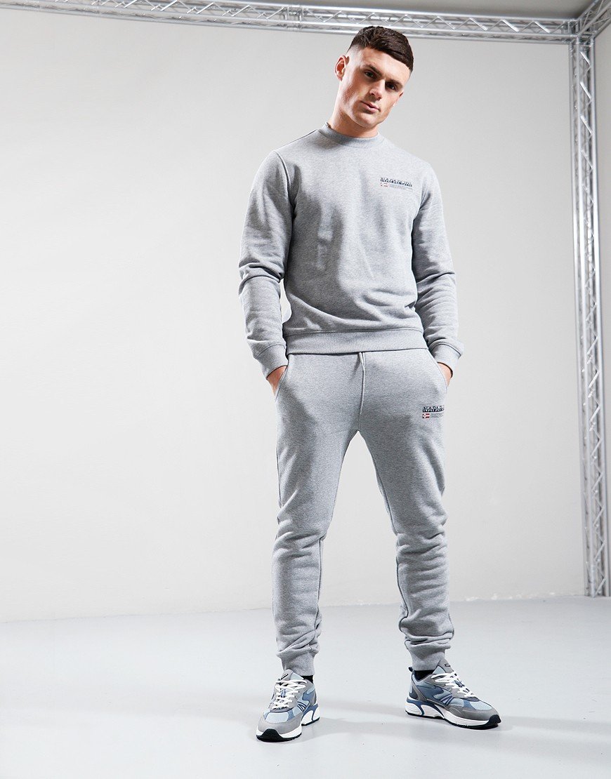 Napapijri B-Kasba Winter Crew Sweat Medium Grey Melange - Terraces Menswear