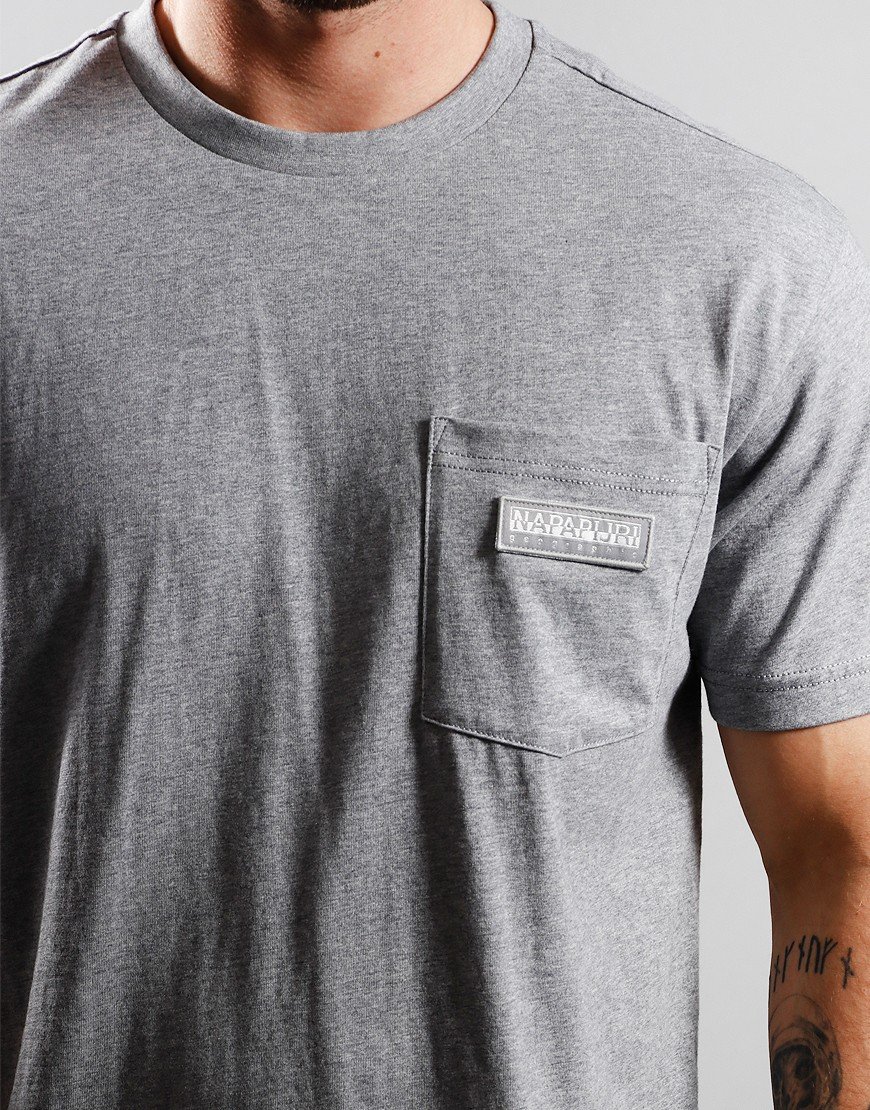 Napapijri S-Morgex T-Shirt Medium Grey Melange - Terraces Menswear