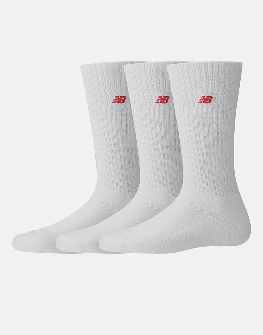 New Balance Patch Logo 3 Pack Socks NB White - Terraces Menswear