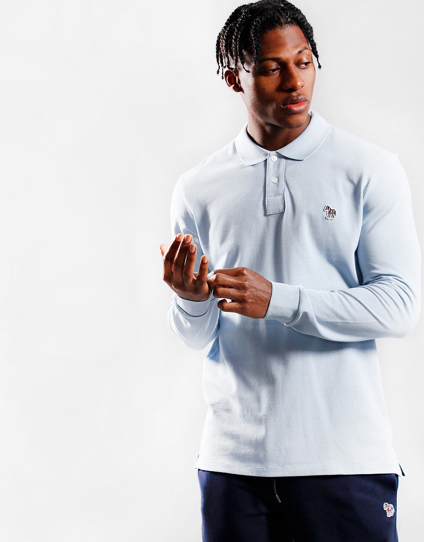 Paul Smith Long Sleeve Polo Shirt 40B Light Blue - Terraces Menswear