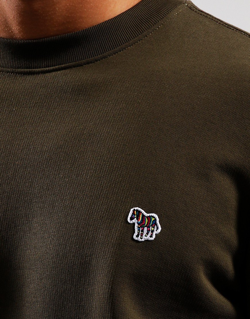 Paul Smith Regular Fit Zebra Crew Sweat 36B Olive Green - Terraces Menswear