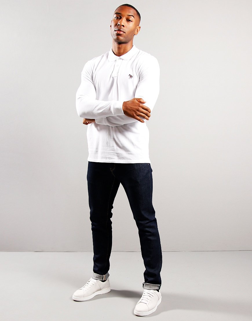 Paul Smith Long Sleeve Polo Shirt White - Terraces Menswear