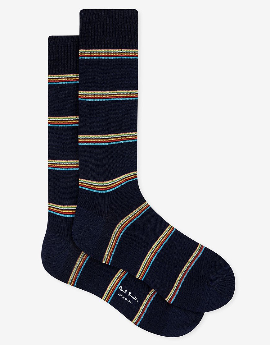 Paul Smith Signature Block Stripe Sock 47 Navy - Terraces Menswear