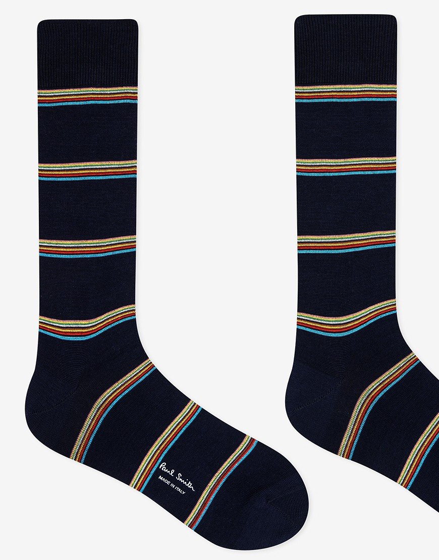 Paul Smith Signature Block Stripe Sock 47 Navy - Terraces Menswear