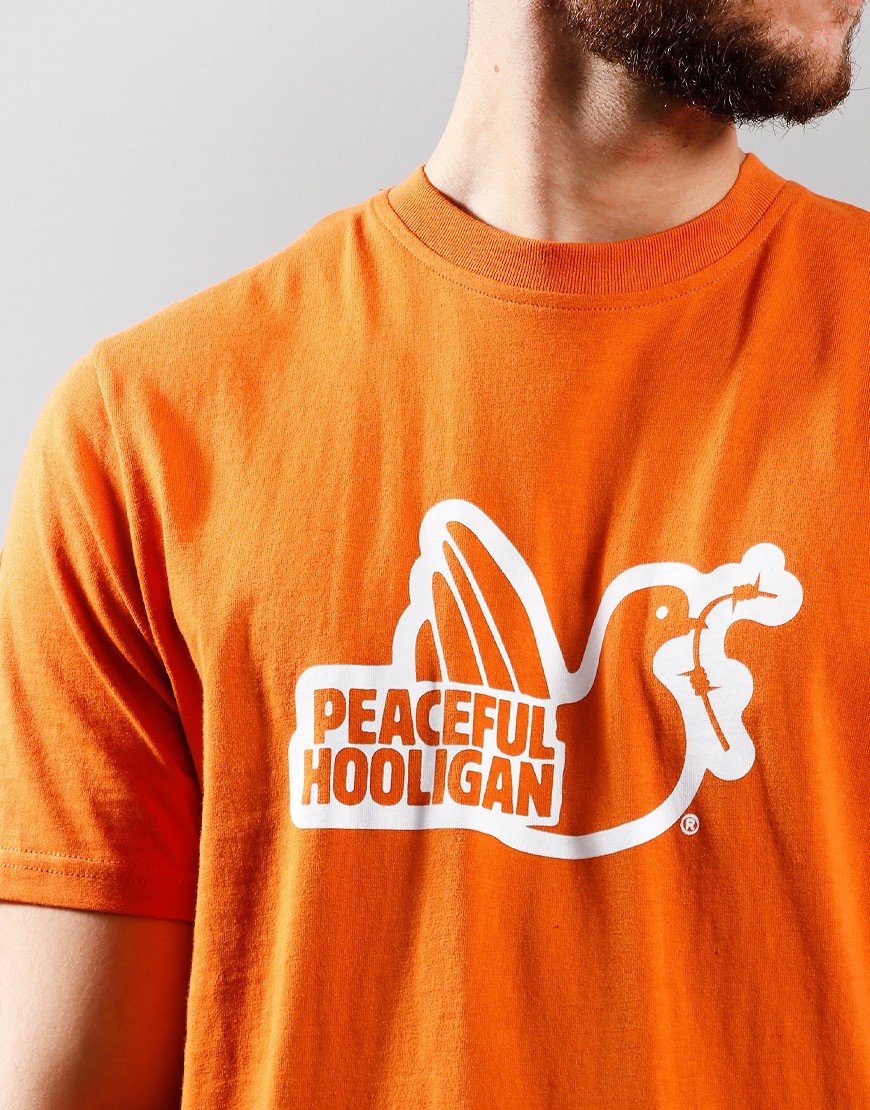 Peaceful Hooligan Outline T-shirt Orange - Terraces Menswear