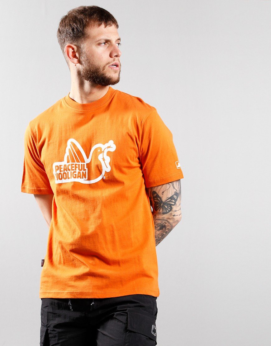 Peaceful Hooligan Outline T-shirt Orange - Terraces Menswear