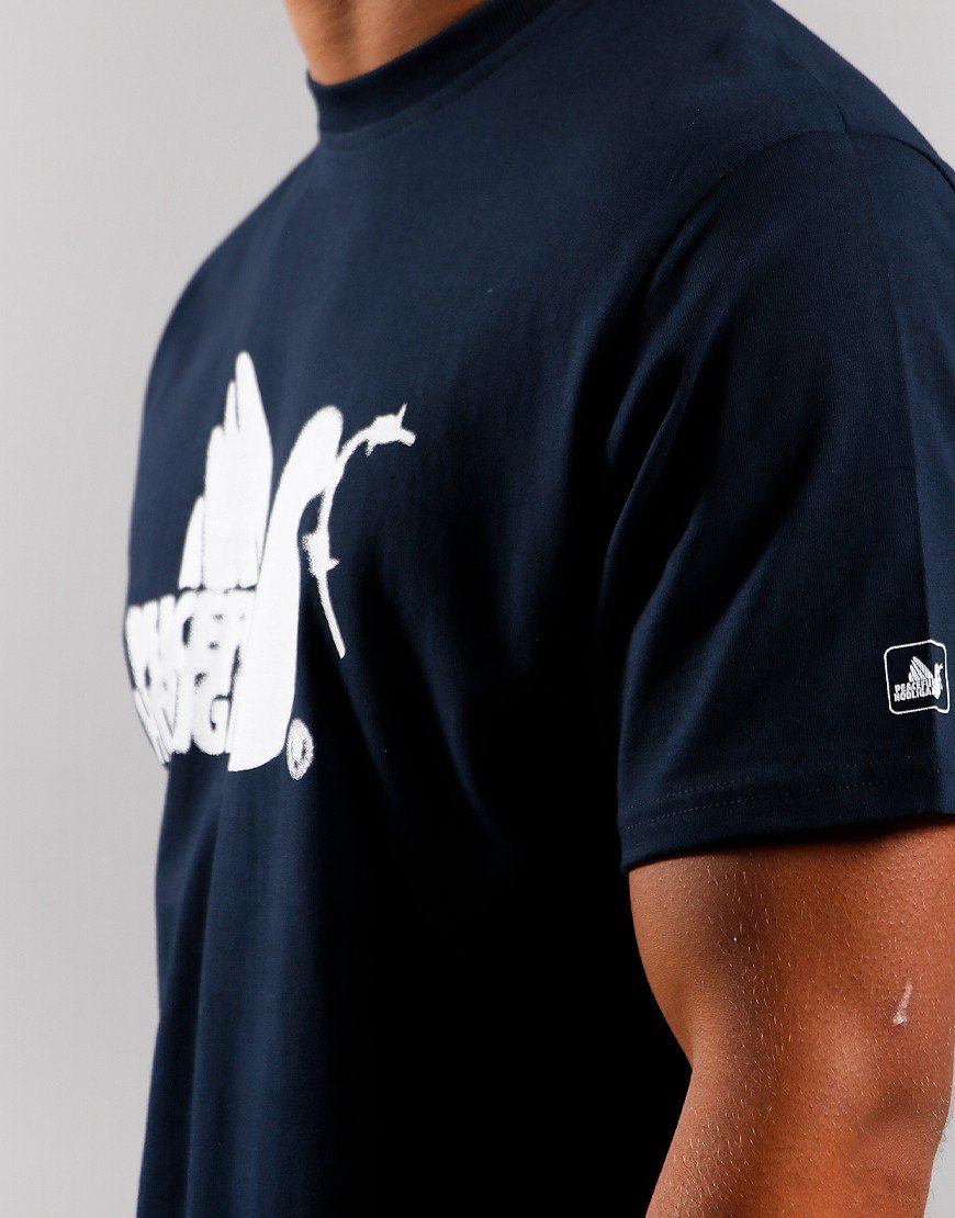 Peaceful Hooligan Sprayed T-Shirt Navy - Terraces Menswear