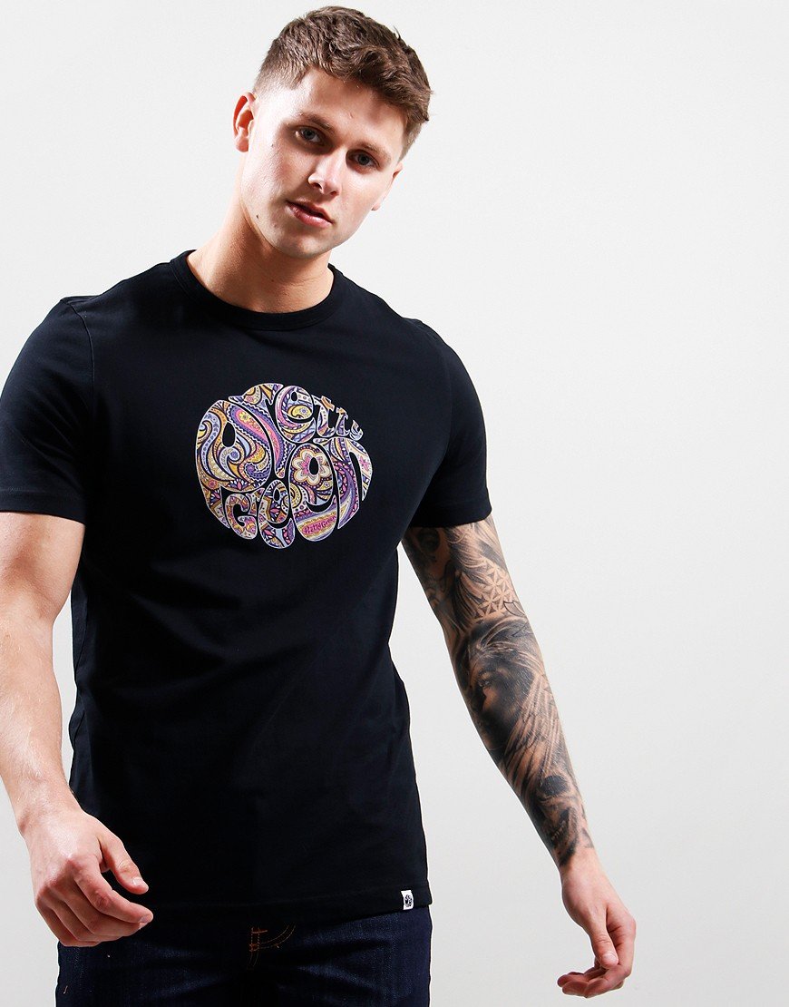 Pretty Green Festival Paisley Logo T-Shirt Black - Terraces Menswear