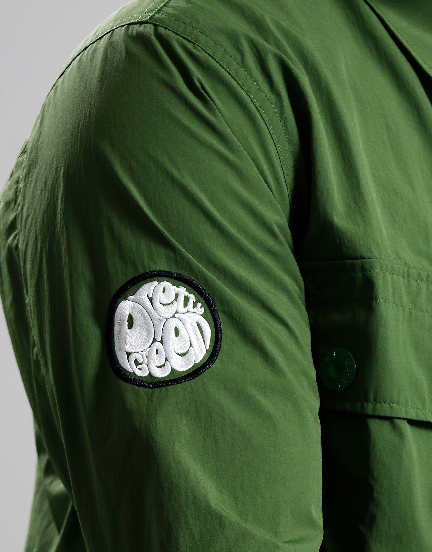 Pretty Green Live Forever Zip Up Overshirt Green - Terraces Menswear