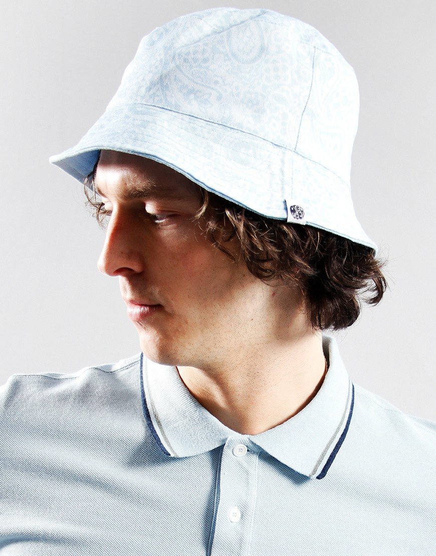 Pretty Green Tonal Paisley Bucket Hat Light Blue - Terraces Menswear