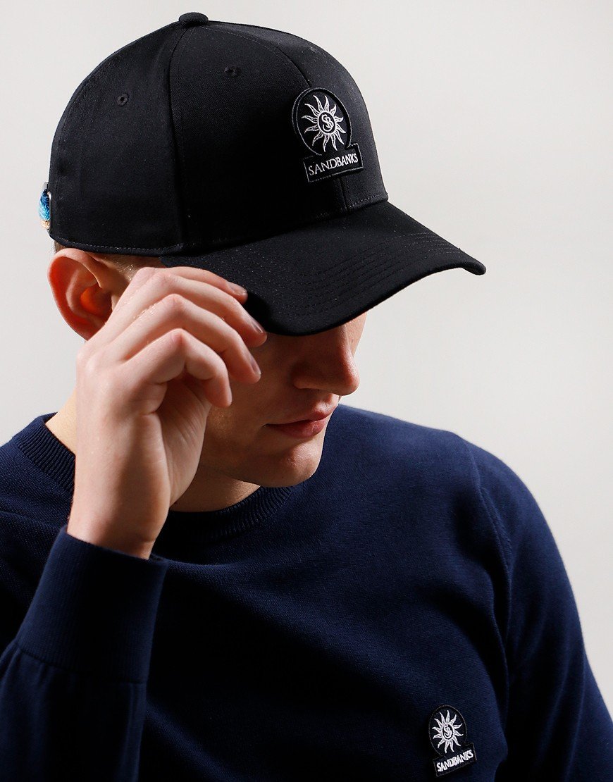 Sandbanks Badge Logo Cap Black/White - Terraces Menswear