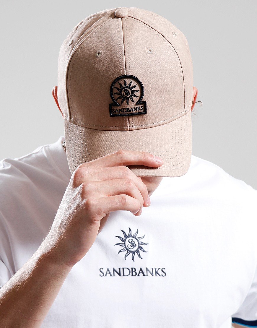 Sandbanks Badge Logo Cap Oat - Terraces Menswear