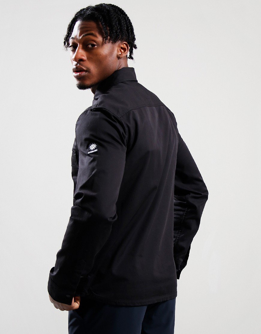Sandbanks Garbadine Zip Overshirt Black - Terraces Menswear