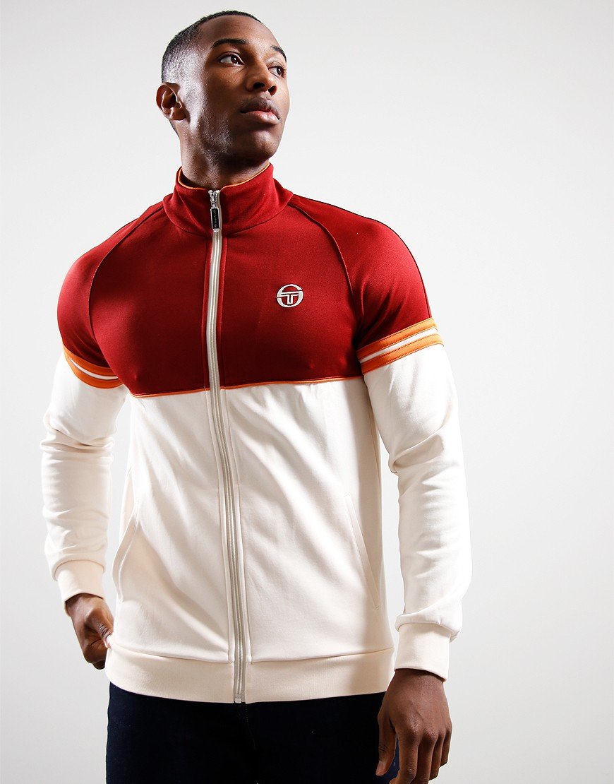 Sergio Tacchini Orion Track Top Buttercream/Merlot - Terraces Menswear
