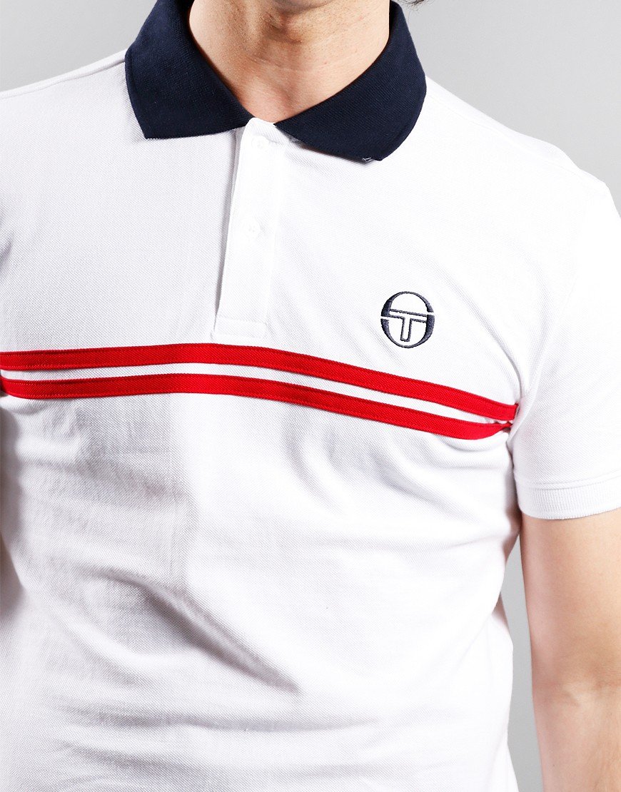 Sergio Tacchini Supermac Polo Shirt White/Tango/Night - Terraces Menswear