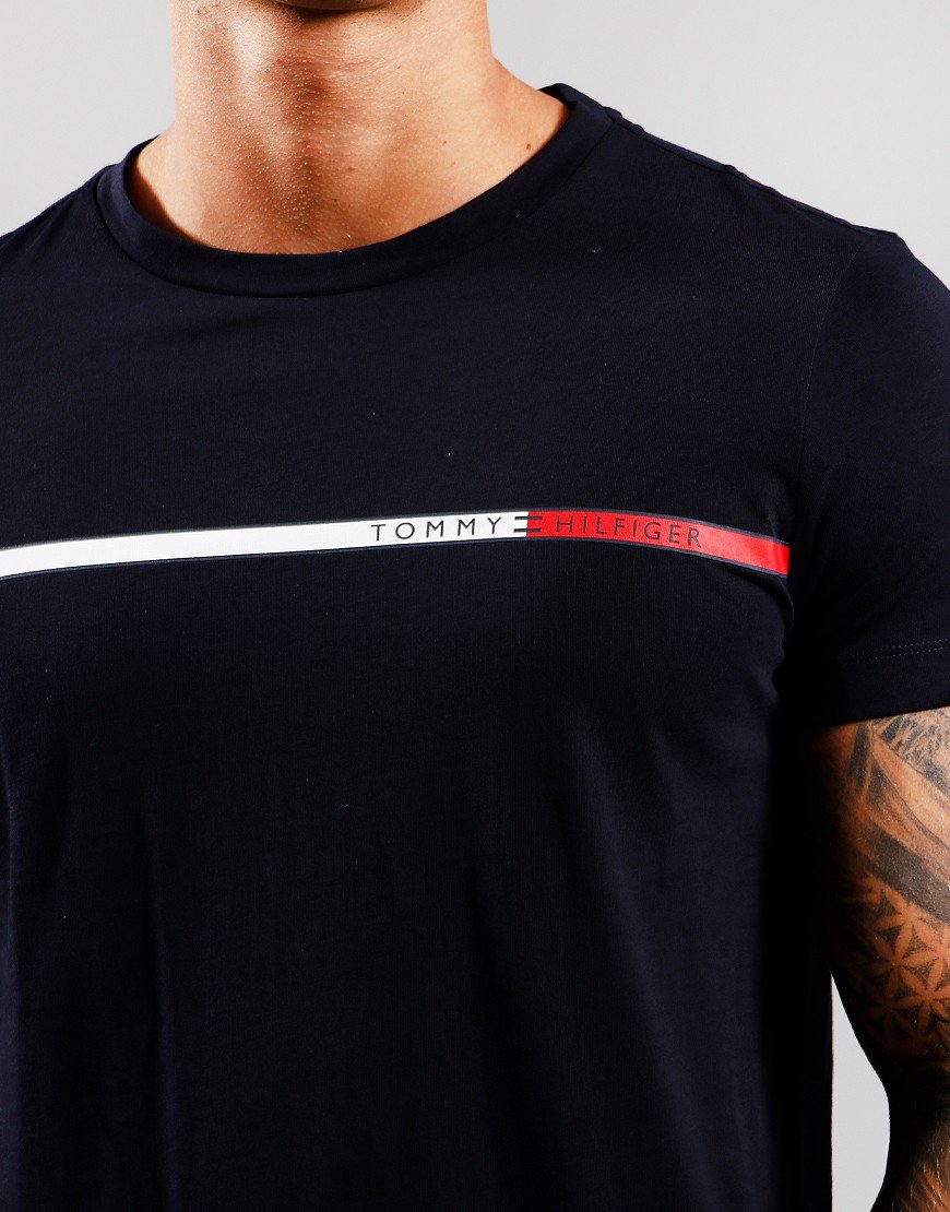 Tommy Hilfiger Two Tone Stripe T-Shirt Desert Sky - Terraces Menswear