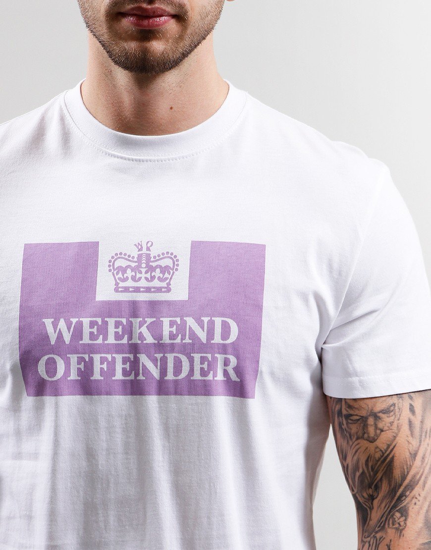 Weekend Offender McMoney T-Shirt White/Lavendar - Terraces Menswear