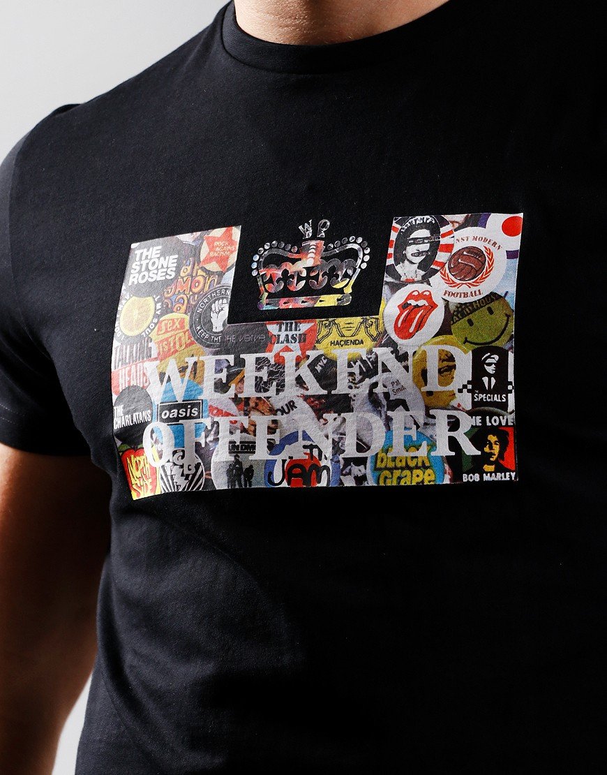 Weekend Offender Badges T-Shirt Black - Terraces Menswear