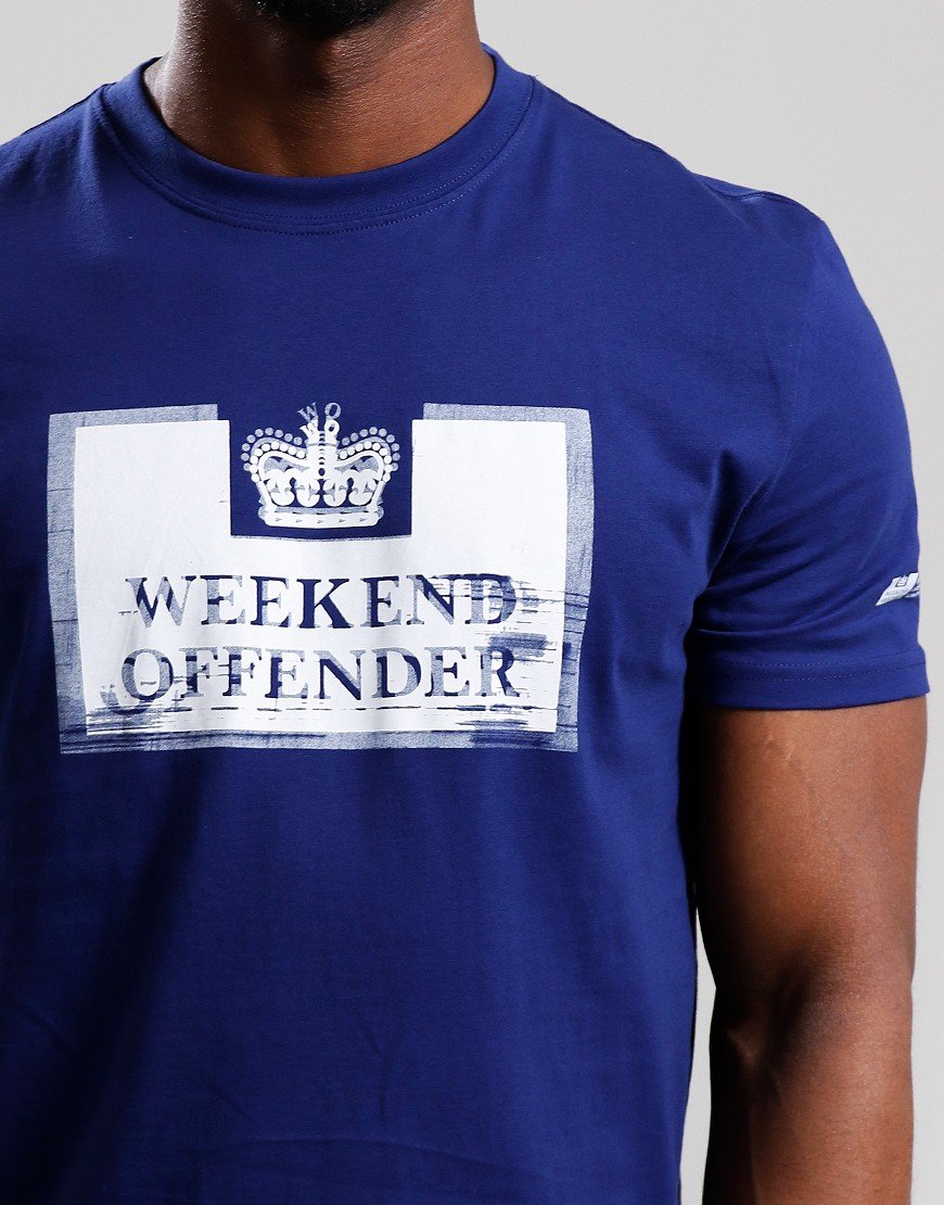 Weekend Offender Bonpensiero T-Shirt Bright Navy - Terraces Menswear