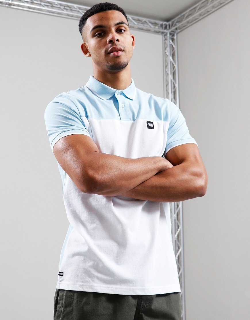 Weekend Offender Lario Polo Shirt White/Pale Blue - Terraces Menswear