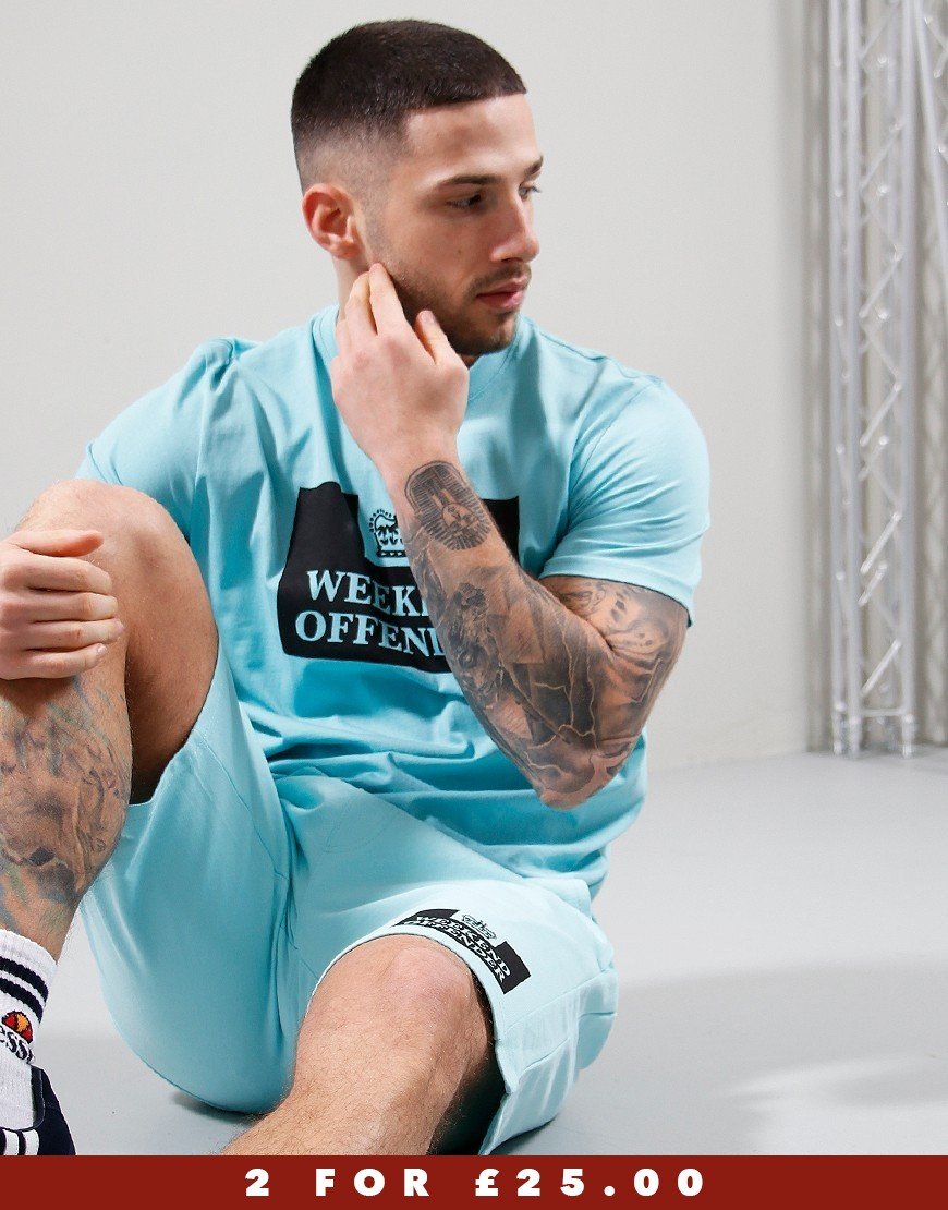 Weekend Offender McMoney T-Shirt Fresh Aqua/Black - Terraces Menswear