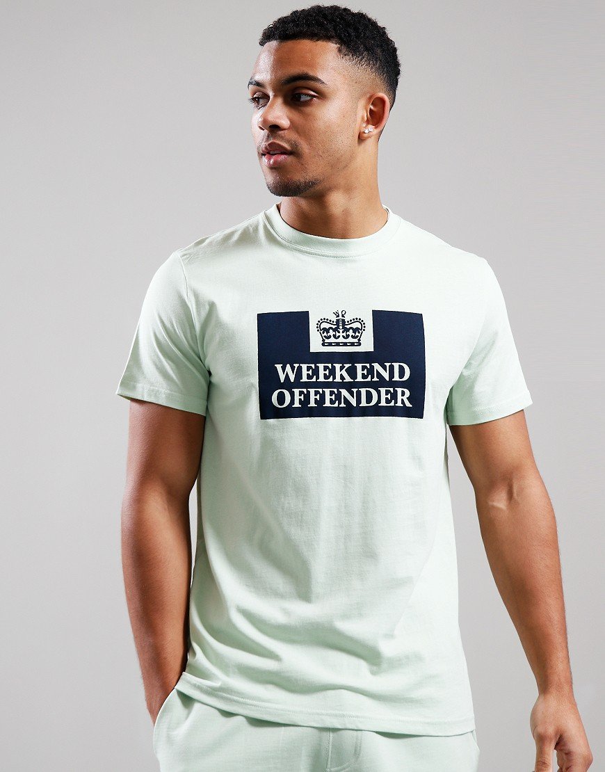 Weekend Offender McMoney T-Shirt Pale Mint/Navy - Terraces Menswear