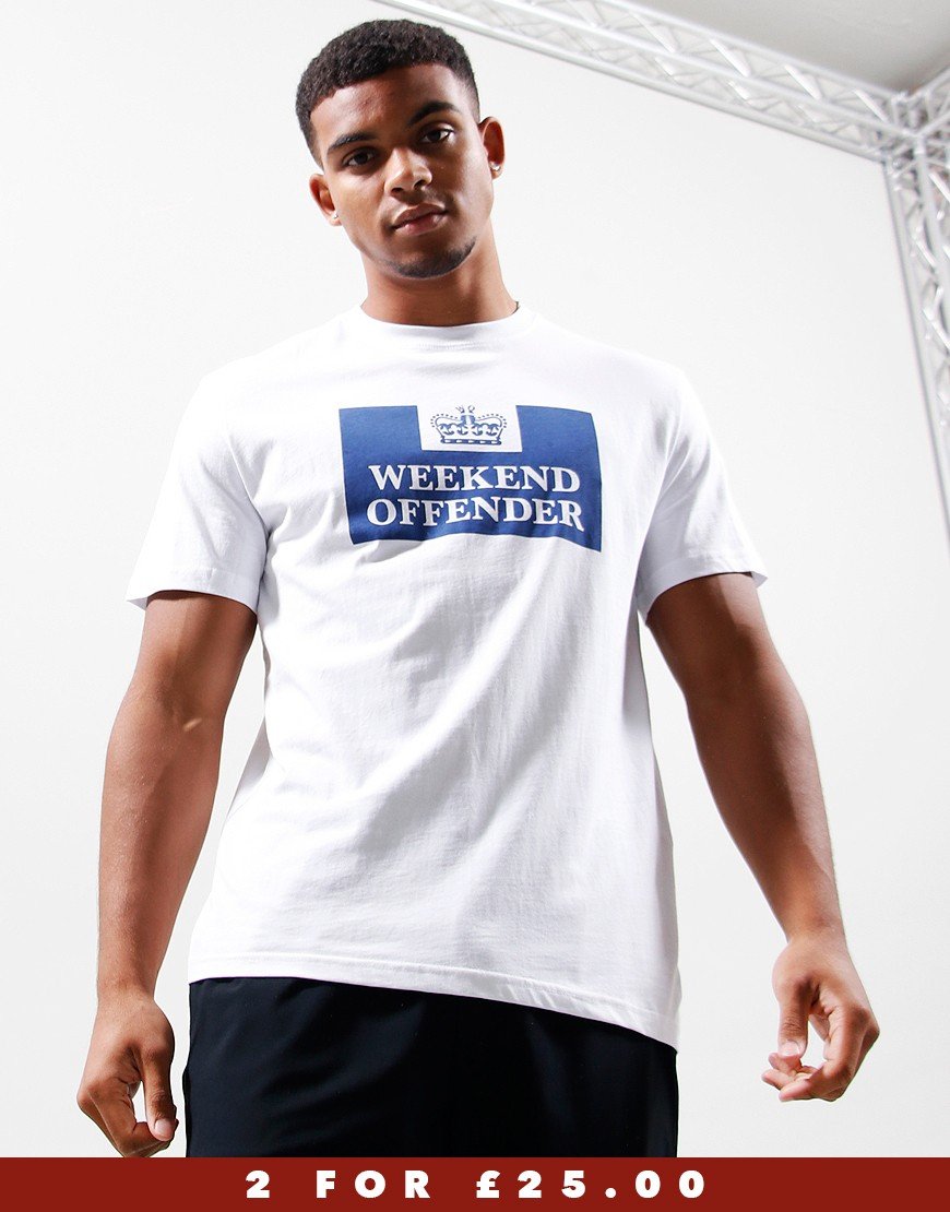 Weekend Offender McMoney T-Shirt White/Yale Blue - Terraces Menswear