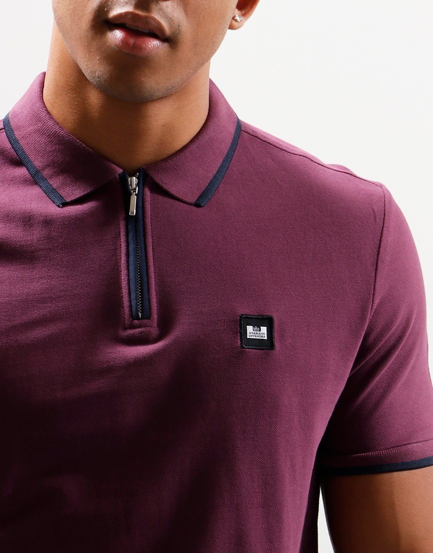 Weekend Offender Shore Polo Shirt Deep Plum - Terraces Menswear