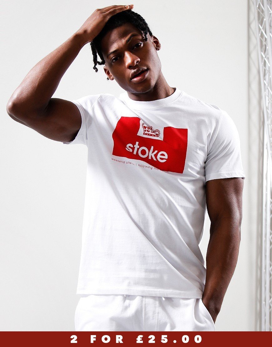 Weekend Offender Stoke Prison T-Shirt White/Red - Terraces Menswear