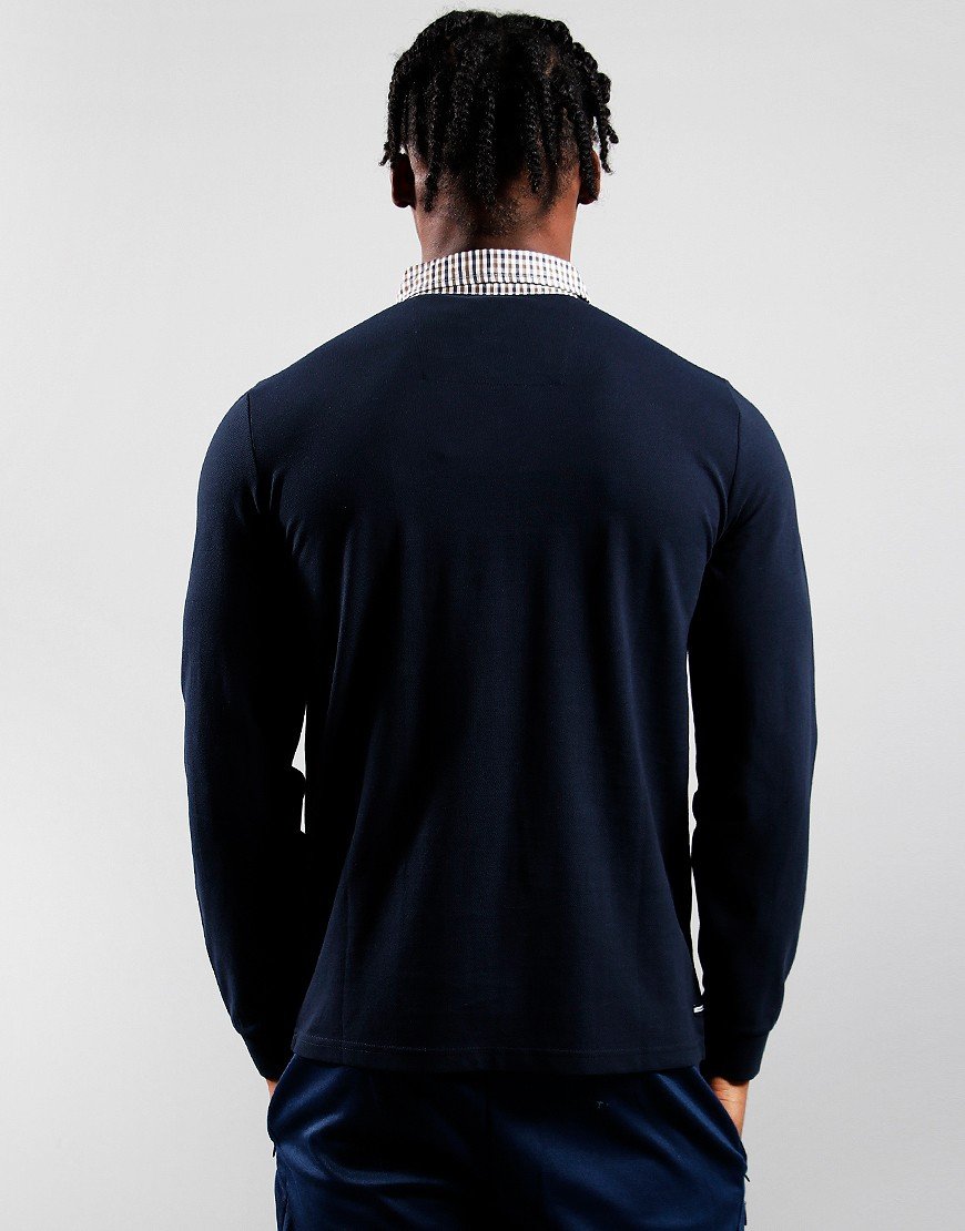 Weekend Offender Tavarez Long Sleeve Polo Shirt Navy - Terraces Menswear