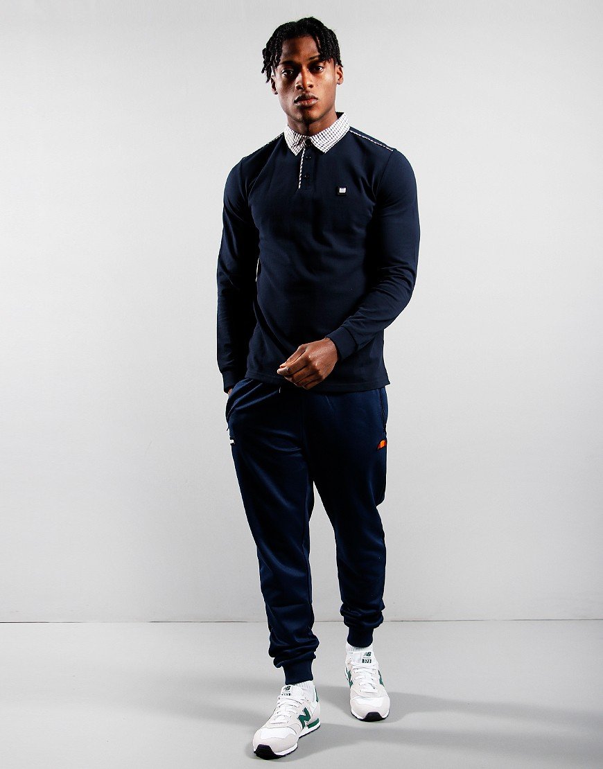 Weekend Offender Tavarez Long Sleeve Polo Shirt Navy - Terraces Menswear