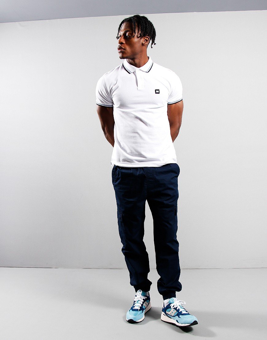 Weekend Offender Vancouver Polo Shirt White/Navy/Blue Haze - Terraces ...