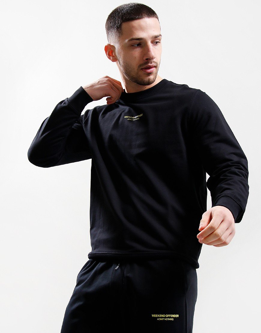 Weekend Offender WOAN Crew Sweat Black/Yellow - Terraces Menswear