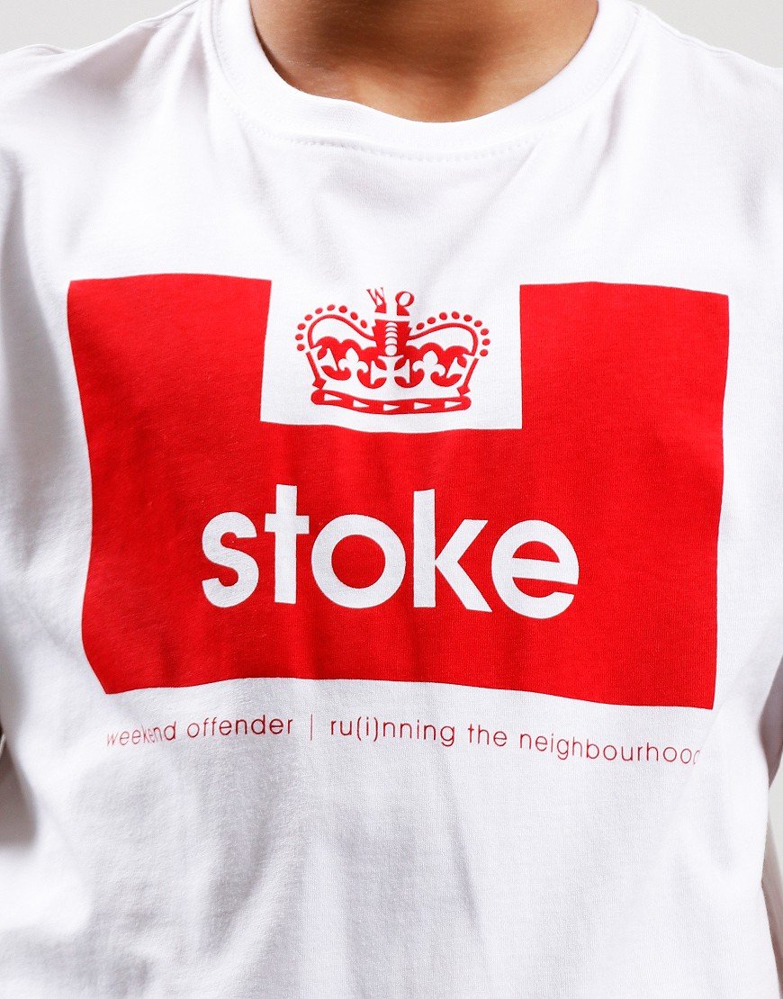Weekend Offender Kids Stoke Prison T-Shirt White/Red - Terraces Menswear